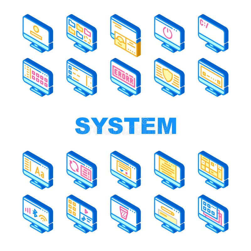 Operating System Pc Collection Icons Set Vector Stock Vector ...