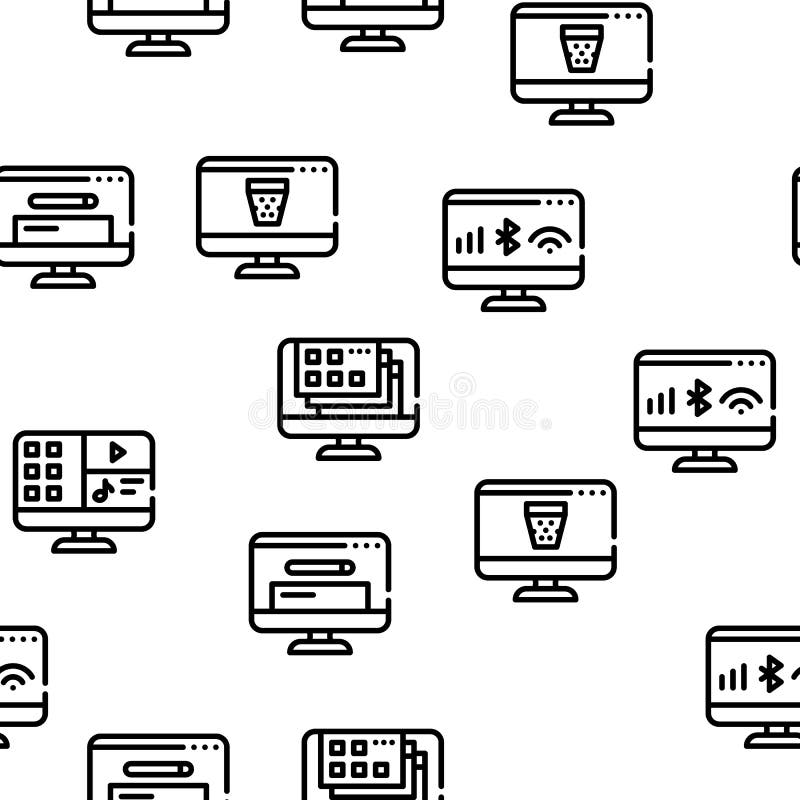 Operating System Pc Vector Seamless Pattern Stock Vector - Illustration ...
