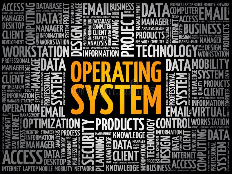 Operating System Word Cloud Stock Illustration - Illustration of line ...