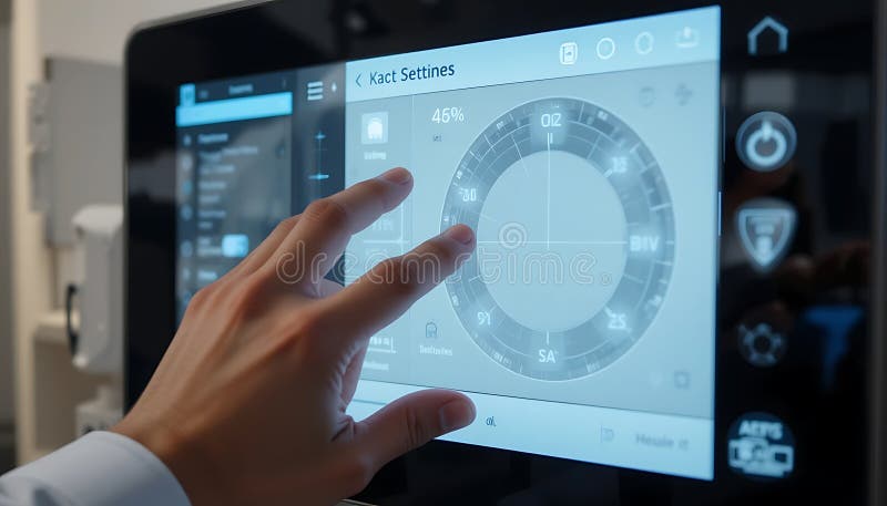 Operating Touch Screen Interface with Medical Data Chart Displayed ...