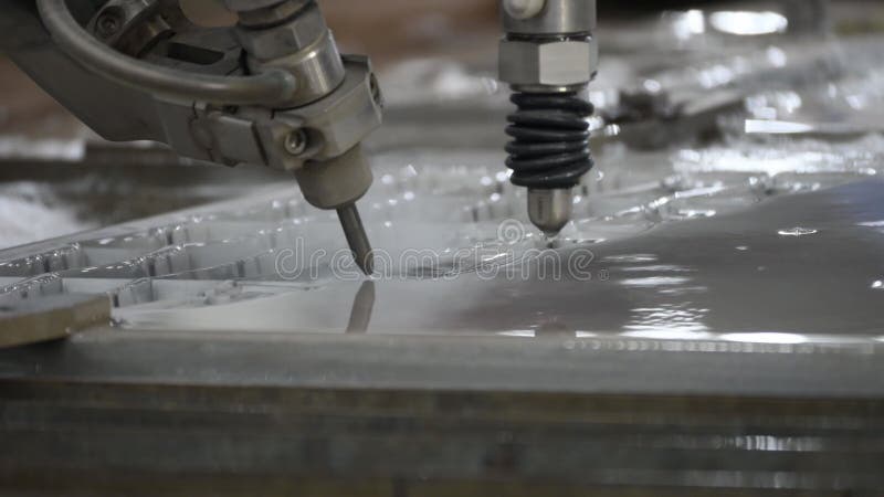 The Operation of Abrasive Water Jet Cutting Machine. Stock Footage ...