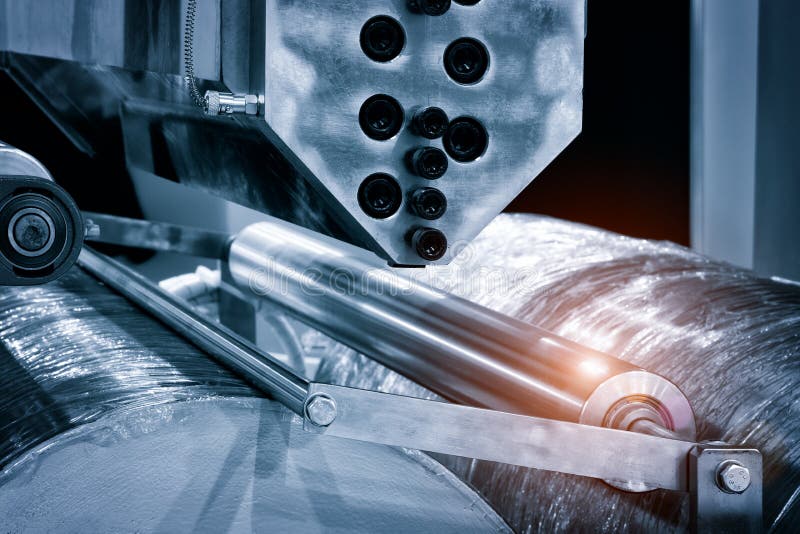 The Operation of Automatic Plastic Bag Production Machine. Close-up of ...