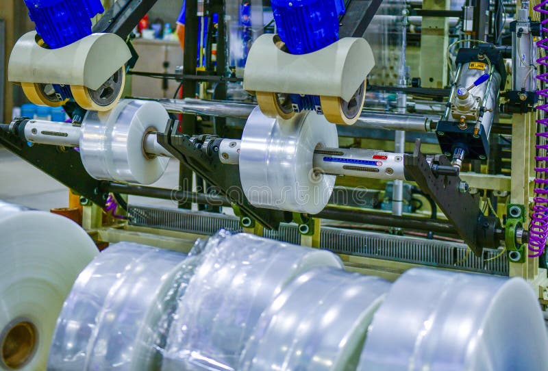 Automatic Plastic Bag Production Machine for Packaging Stock Image ...