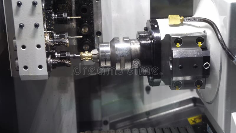 The Operation Of Cnc Lathe Machine With Multi Function Operation Stock