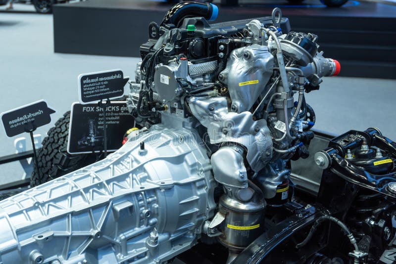 Operation of the Engine in the Engine Compartment of the Car Editorial ...