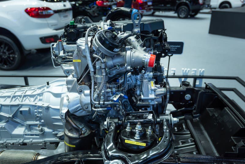 Operation of the Engine in the Engine Compartment of the Car Editorial ...