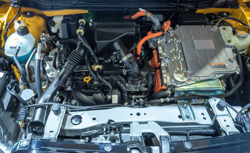 Operation of the Engine in the Engine Compartment of the Car Stock ...