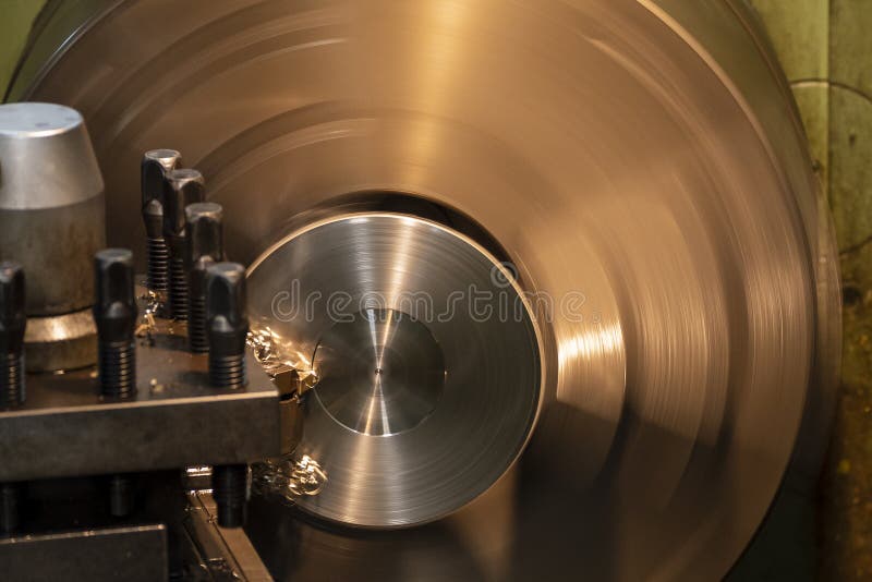 The Operation of Lathe Machine Cutting the Material Metal Parts with ...