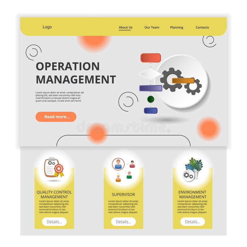 Operation Management Flat Landing Page Website Template. Quality ...