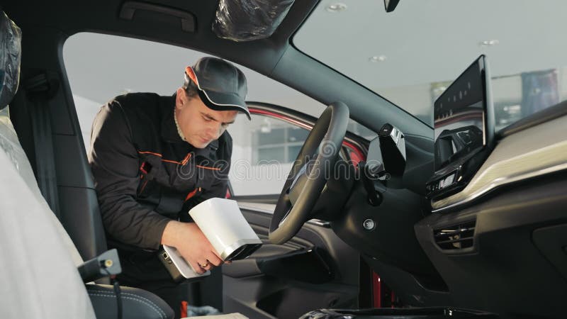 Operation of a Manual 3D Scanner. Close-up Laser Scanning of the Car ...