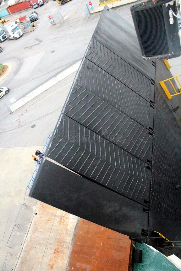 Operation of Opening the Cruise Ferry Mobile Bridge after Docking Stock ...