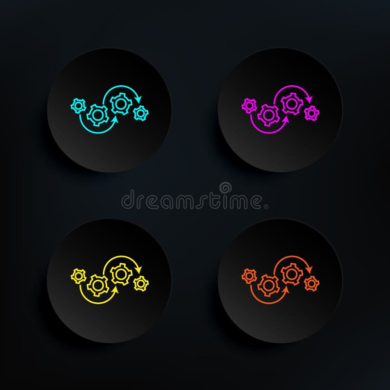 Operation Process Dark Badge Color Set Icon. Simple Thin Line, Outline ...