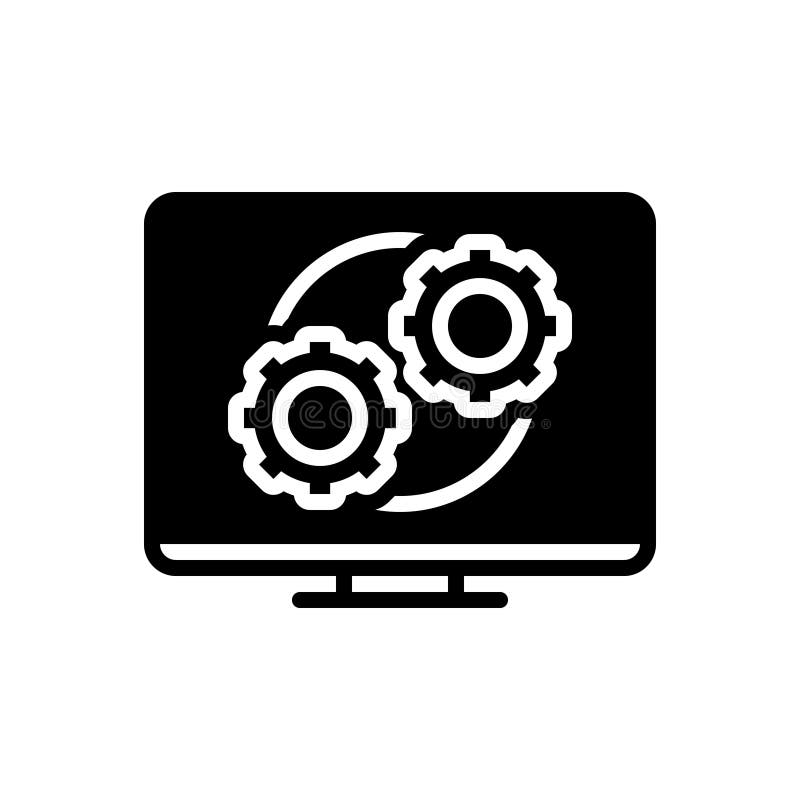 Black Solid Icon for Operation Process, Project and Gear Stock Vector ...