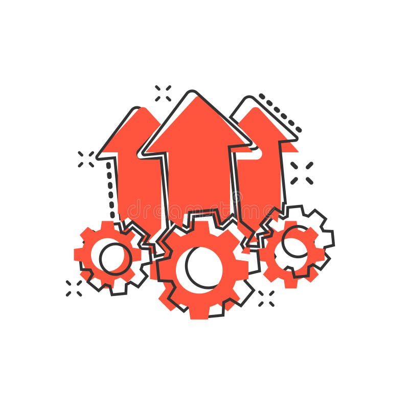 Operation Project Icon in Comic Style. Gear Process Vector Cartoon ...