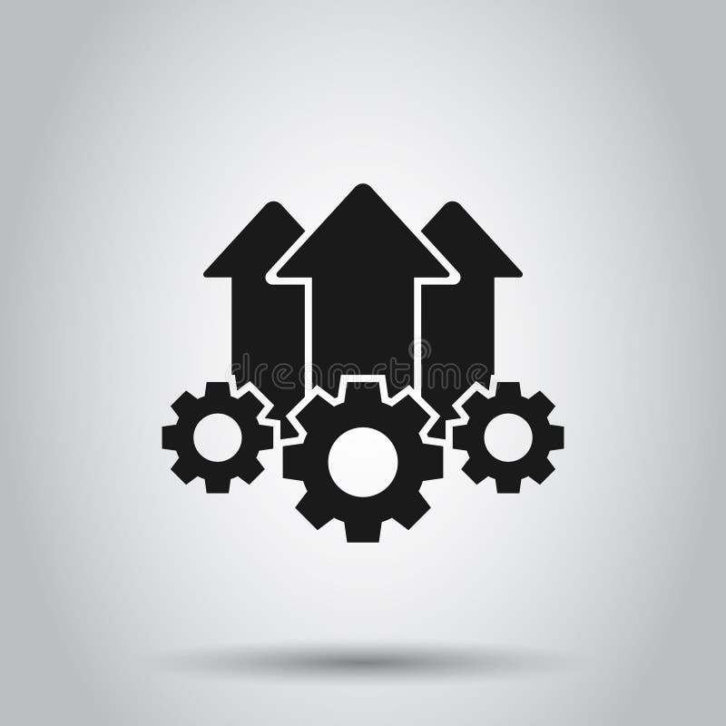 Operation Project Icon in Flat Style. Gear Process Vector Illustration ...