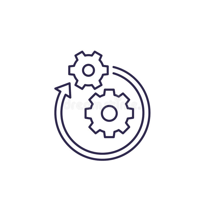 Operation Project Icon in Comic Style. Gear Process Vector Cartoon ...