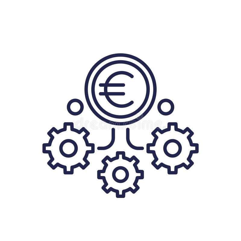 Operational Costs Line Icon with Euro Stock Illustration - Illustration ...