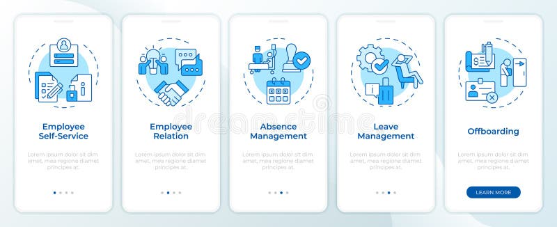 Operational HR Blue Onboarding Mobile App Screen Stock Vector ...
