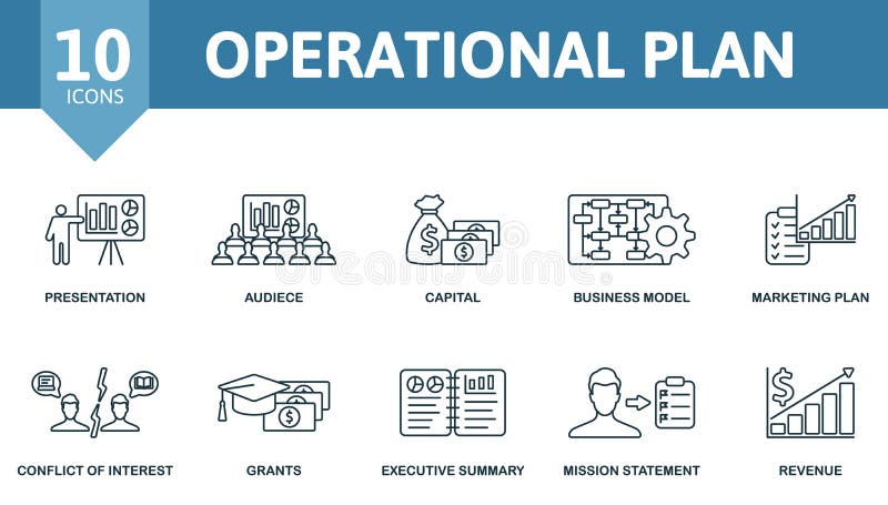 Operational Plan Icon Set. Monochrome Simple Operational Plan Icon ...