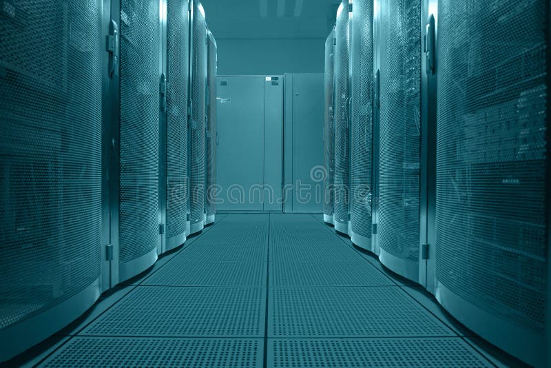 Operational Server Racks. Modern High-tech Telecommunications Database ...