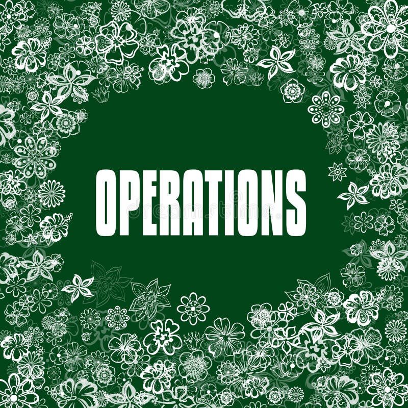 OPERATIONS on Green Banner with Flowers. Stock Illustration ...