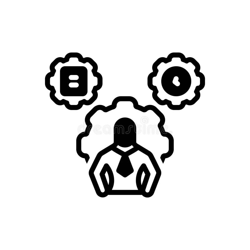 Black Solid Icon for Operations Manager, Operations and Cogwheel Stock ...