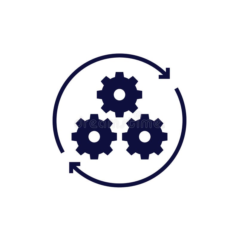 Operations, Process Icon with Gears Stock Vector - Illustration of ...