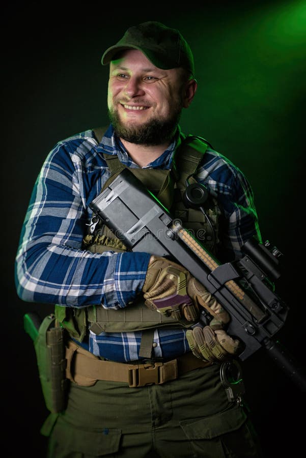 An Operative an FBI Agent in Armor and with a Weapon Stock Photo ...