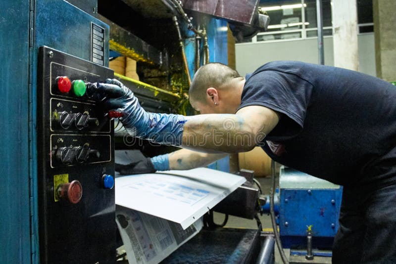 Operative Manipulating Printing Machine Editorial Stock Photo - Image ...