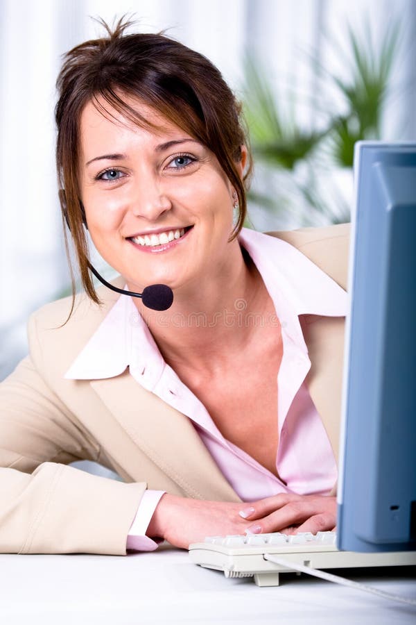 Operator stock image. Image of woman, consultant, headphones - 12121737