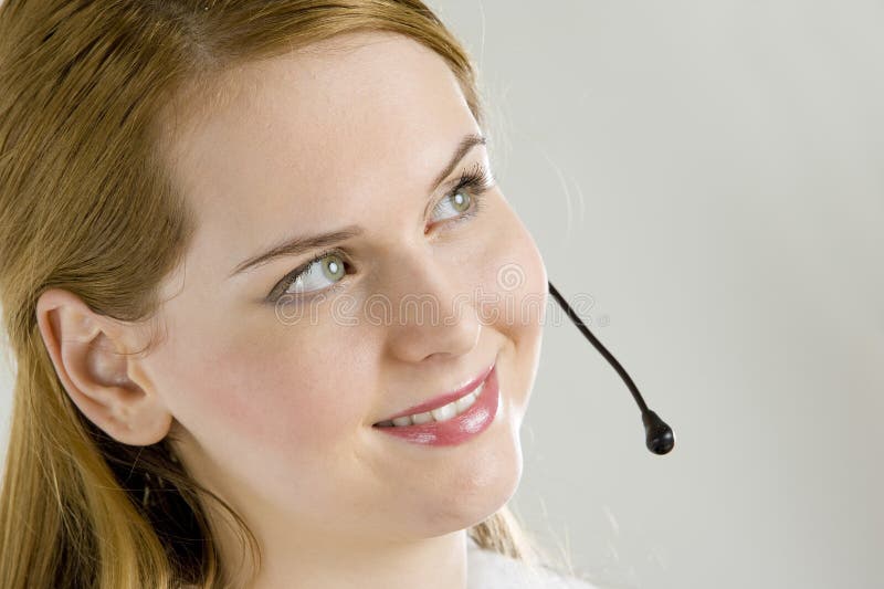 Happy help-desk girl stock image. Image of hours, high, headset - 99659