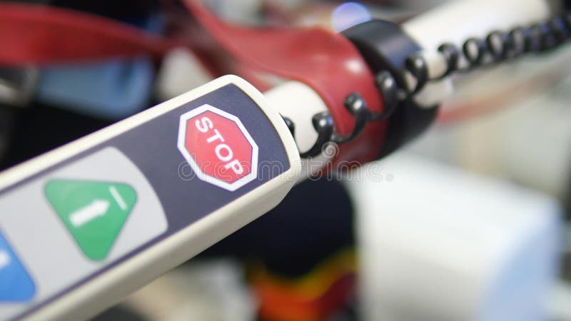 Stop Button on Industrial Machine with Safety Features Displayed Stock ...