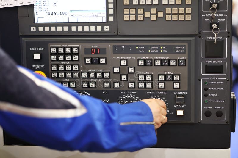Operator Adjusts the Parameters of CNC Machine Stock Image - Image of ...