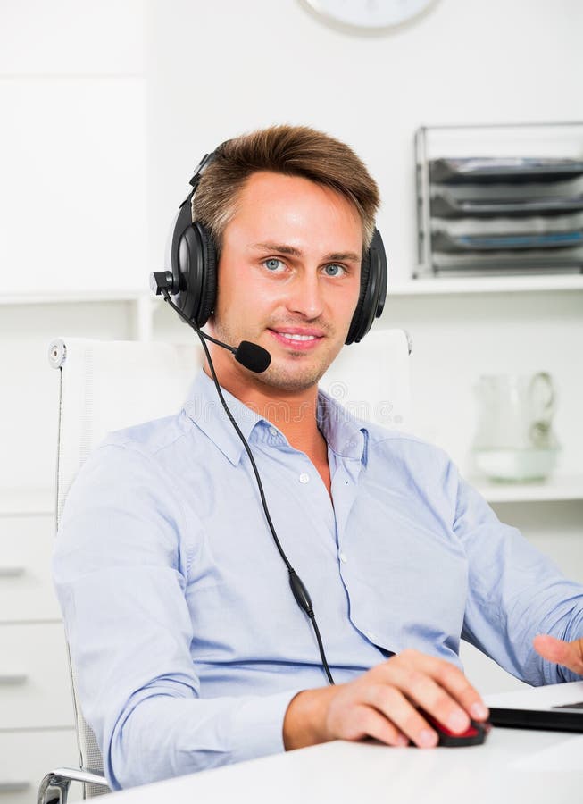 Operator Answering at Call Center Stock Image - Image of helping ...