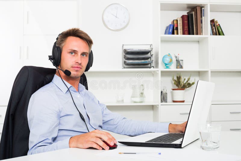 Operator Answering at Call Center Stock Image - Image of 3035, wireless ...