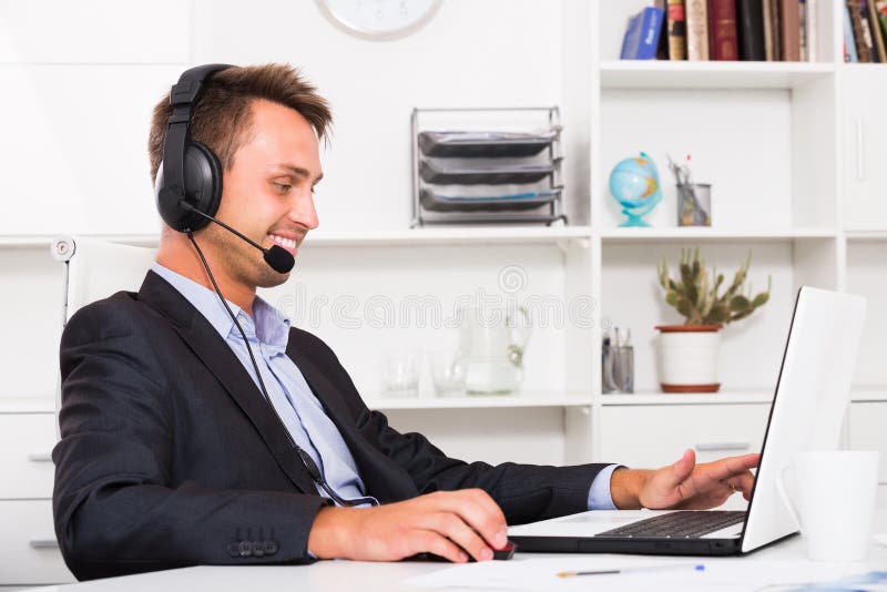 Operator Answering at Call Center Stock Photo - Image of operator ...