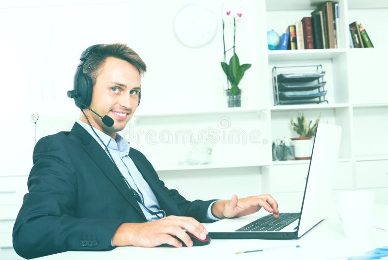 Operator Answering at Call Center Stock Image - Image of call ...