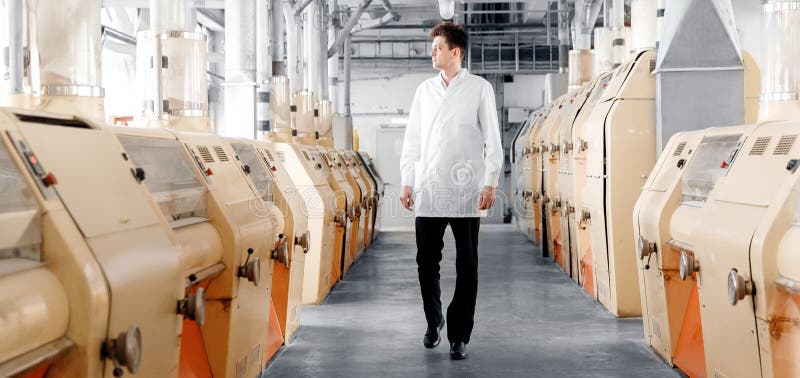 Operator of Automatic Modern Mill for Production of Flour from Wheat ...