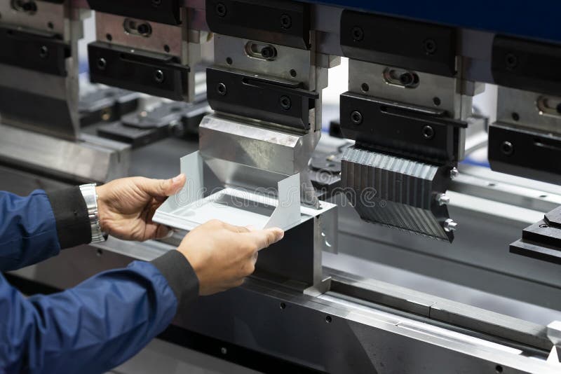 Operator Bending Metal Sheet by Sheet Bending Machine Stock Photo ...