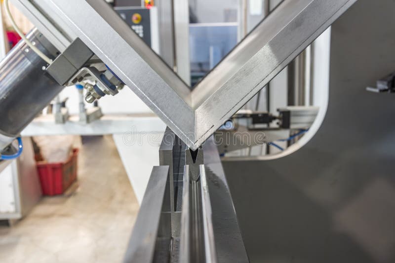 Operator Bending Metal Sheet by Sheet Bending Machine Stock Image ...