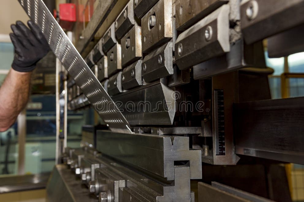 Worker Operating Metal Press Machine at Workshop Stock Image - Image of ...