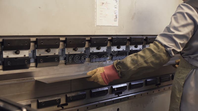 Operator Bending Metal Sheet by Sheet Bending Machine Stock Video ...