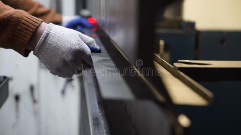 Operator Bending Metal Sheet by Sheet Bending Machine Stock Video ...