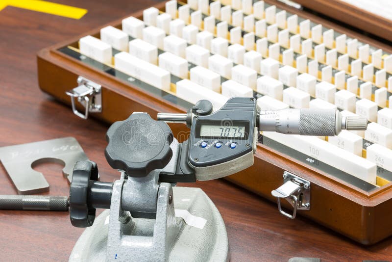 Operator Calibration Micrometer by Block Gauge Stock Image - Image of ...