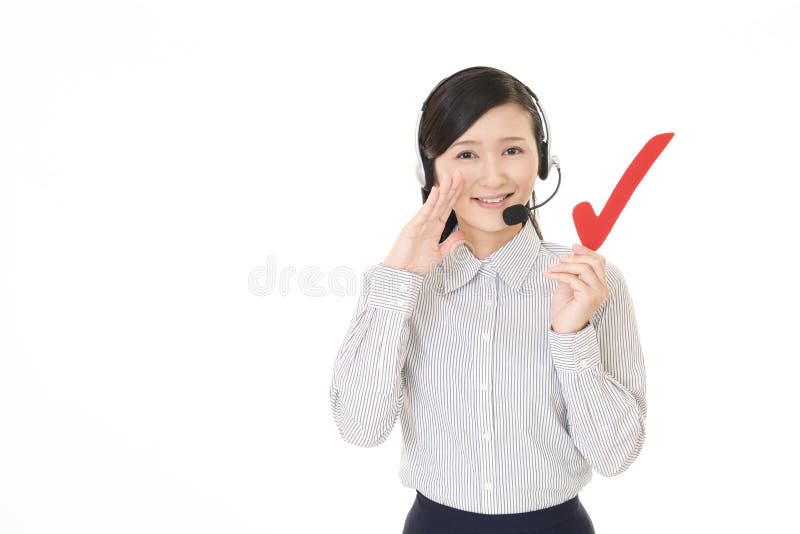 Operator with a check mark stock image. Image of consultant - 115257947