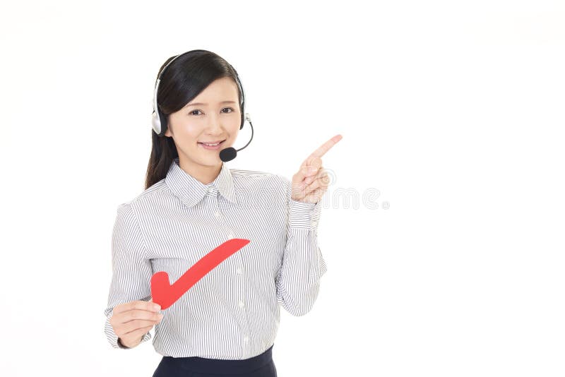 Operator with a check mark stock image. Image of enjoying - 115257983