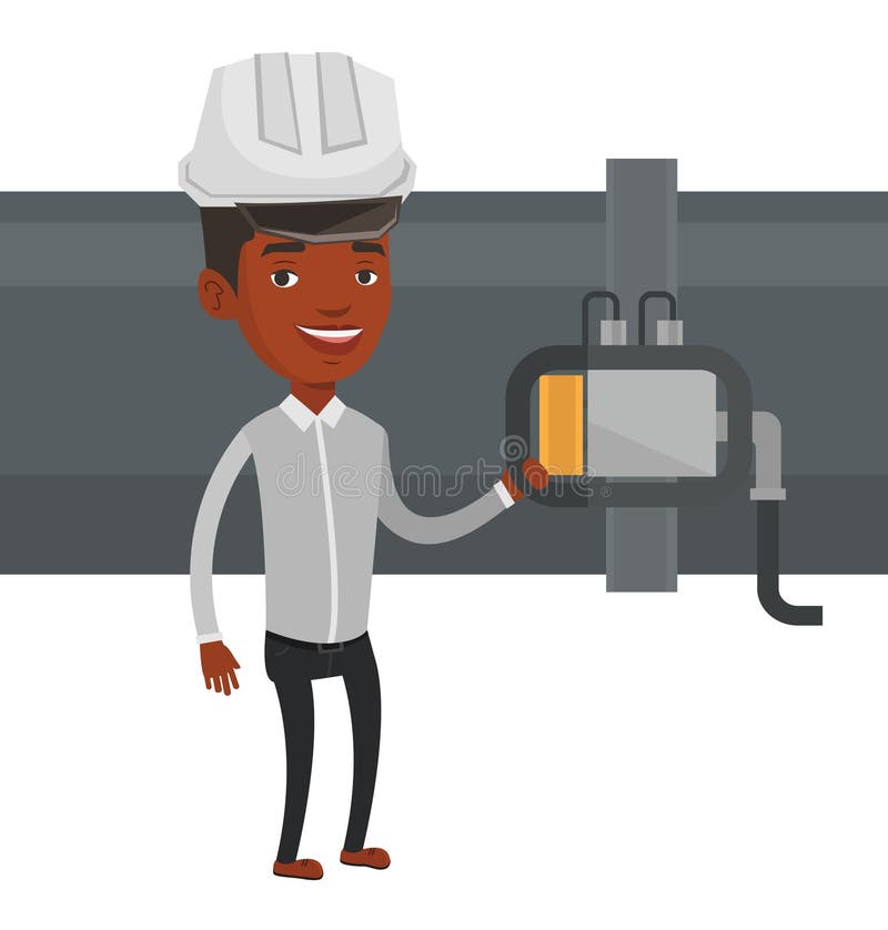 Operator Checking Detector on Gas Pipeline. Stock Vector - Illustration ...