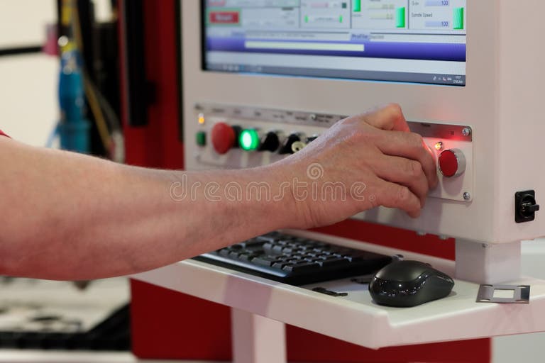 Operator Controls CNC Laser Cutting Machine Stock Photo - Image of ...