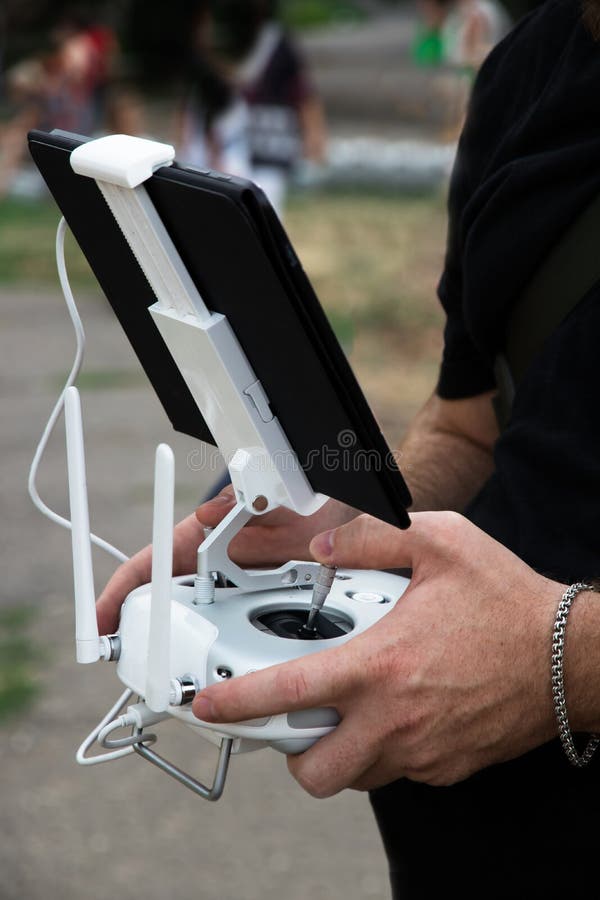 The Operator Controls the Drone Stock Photo - Image of control, person ...