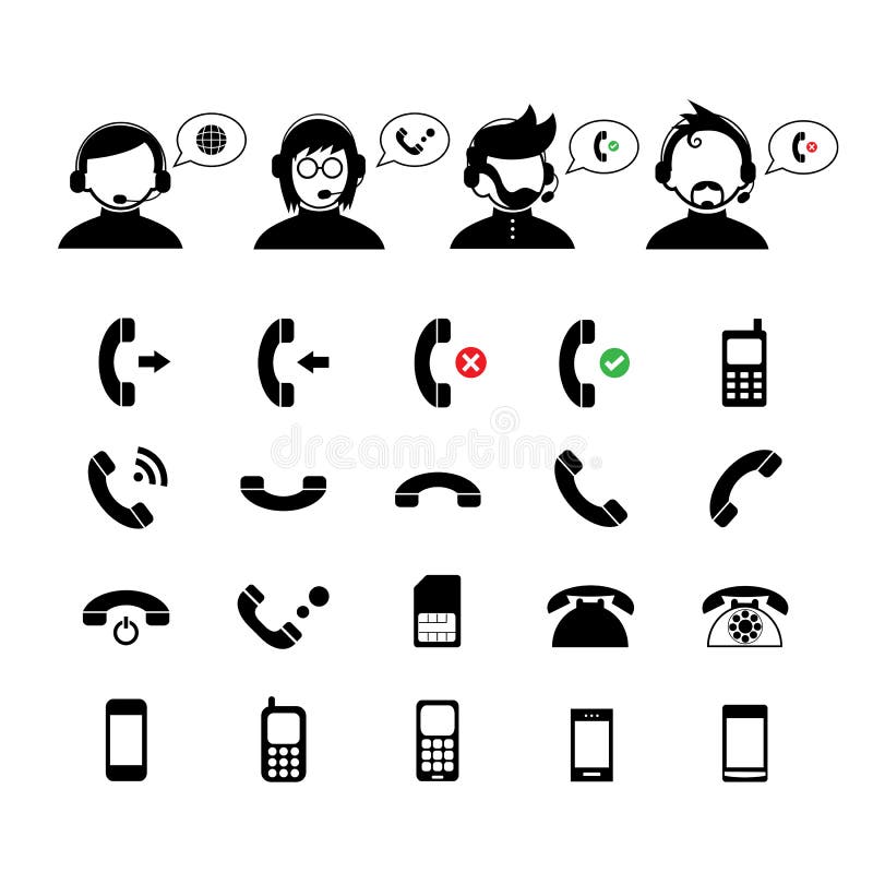 Operator Customer Support and Basic Phone Set Stock Vector ...